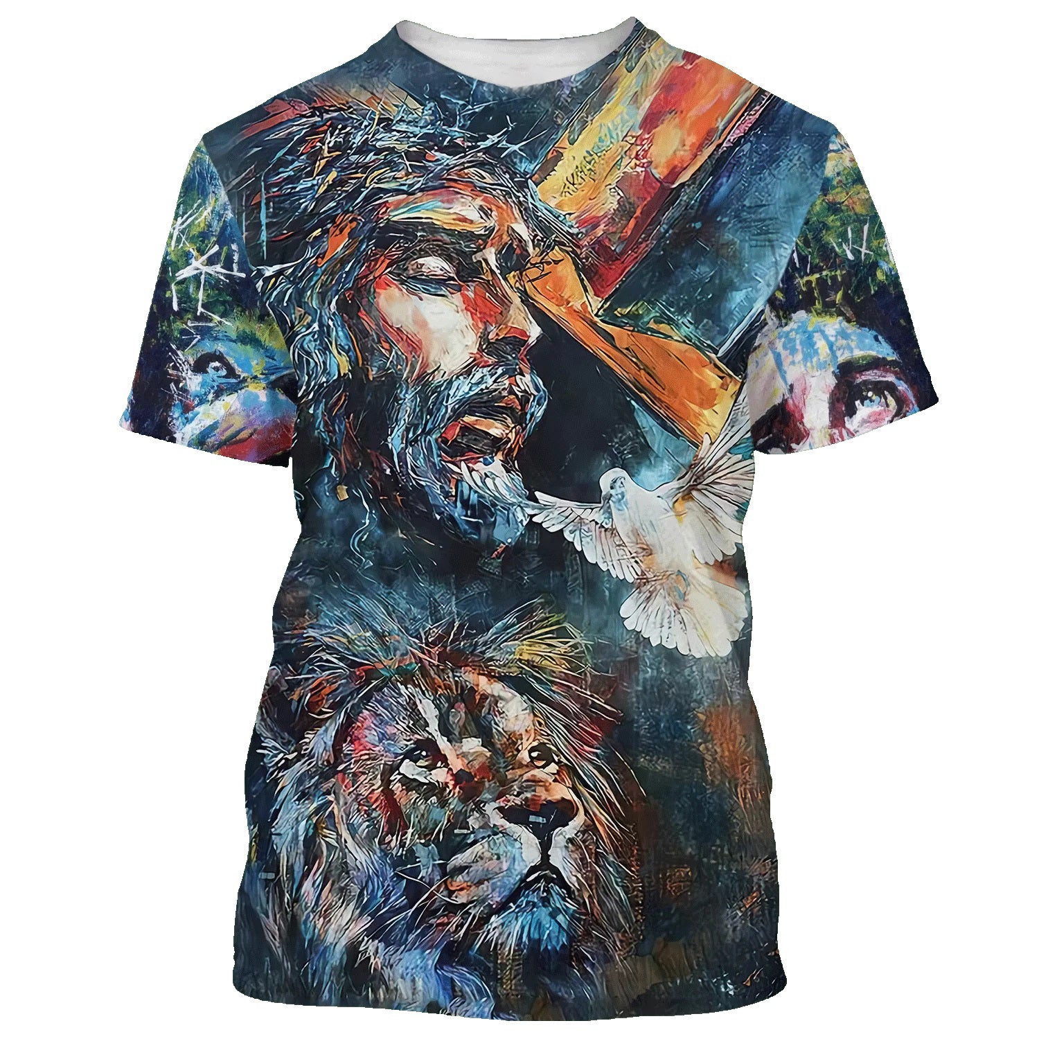 Jesus Christ Lion And Dove 3d T-Shirts - Christian Shirts For Men&Wome ...