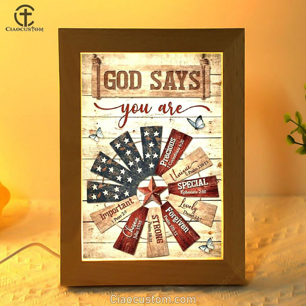 Jesus Christ Star Symbol God Says You Are Frame Lamp – Ciaocustom