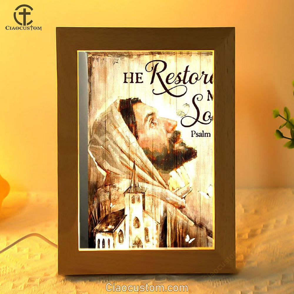 Jesus Church He Restores My Soul Frame Lamp – Ciaocustom