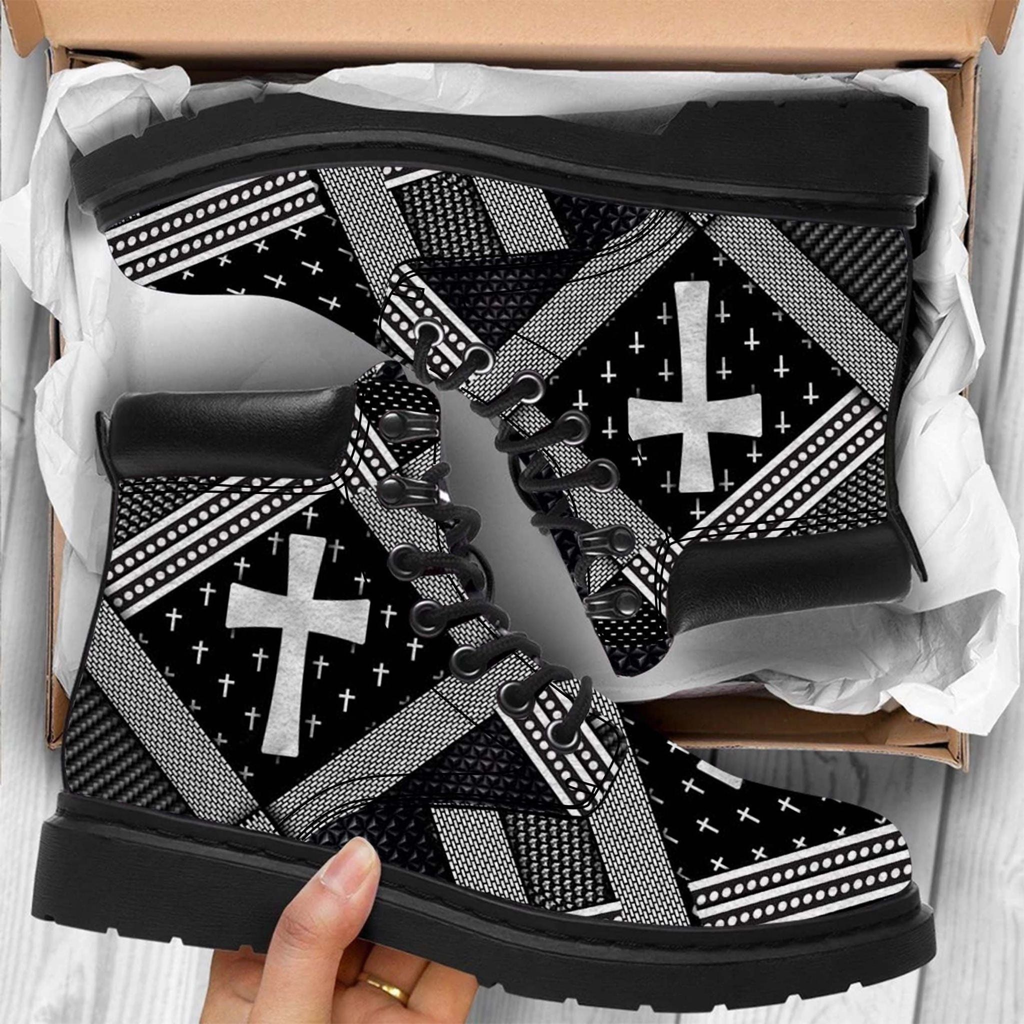 Jesus Cross Metal Leather Boots - Christian Shoes For Men And Women ...