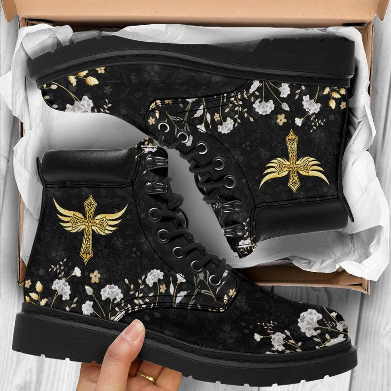 Jesus Cross Wings Leather Boots - Christian Shoes For Men And Women ...