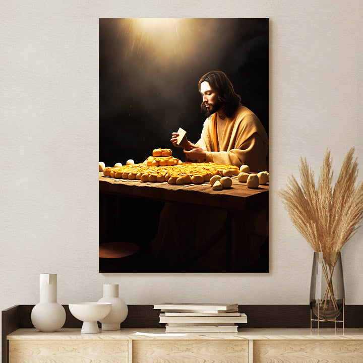 Jesus Eating Bread At A Table - Canvas Picture - Jesus Christ Canvas ...