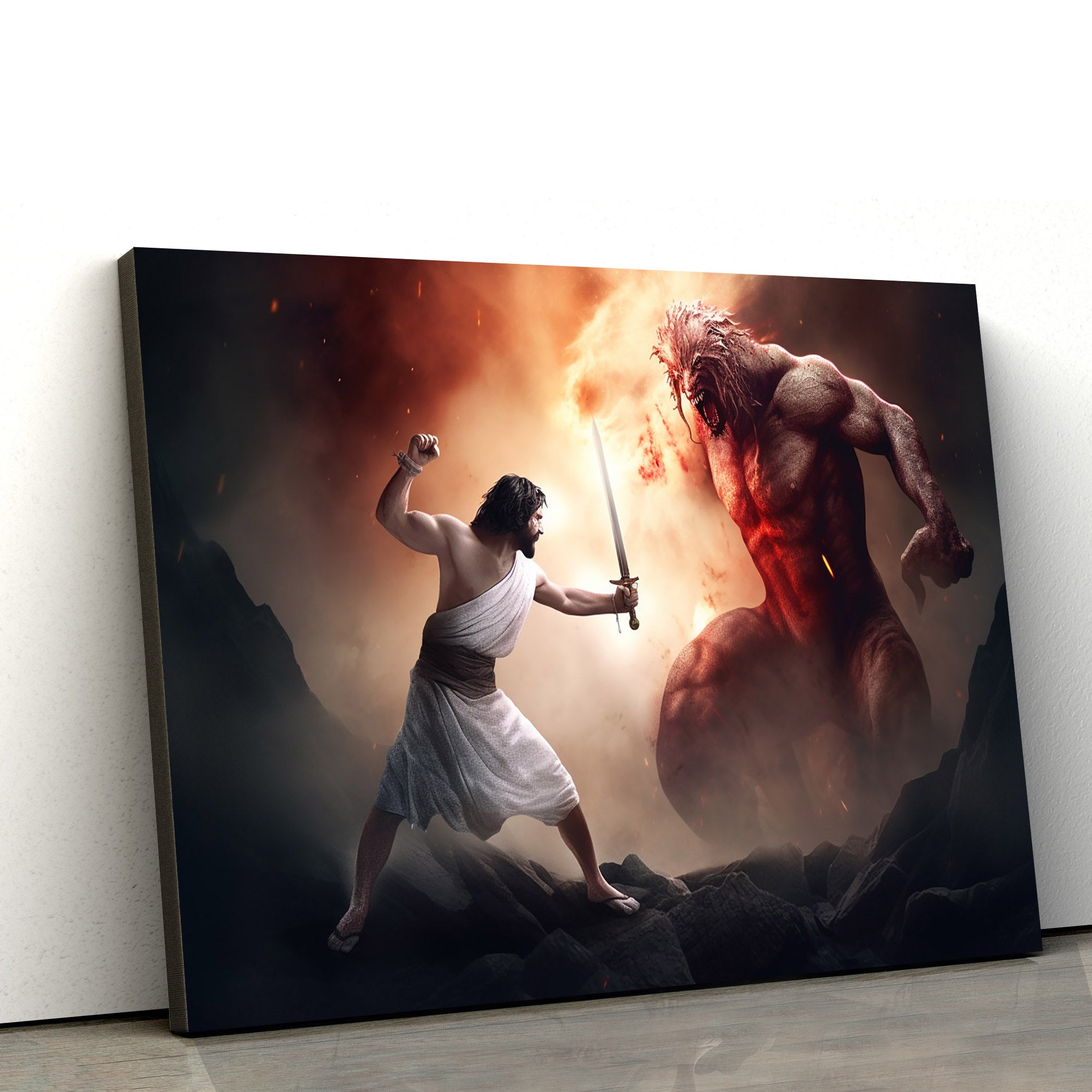 Jesus Fighting Demons Of Hell - Canvas Pictures - Jesus Christ Canvas ...