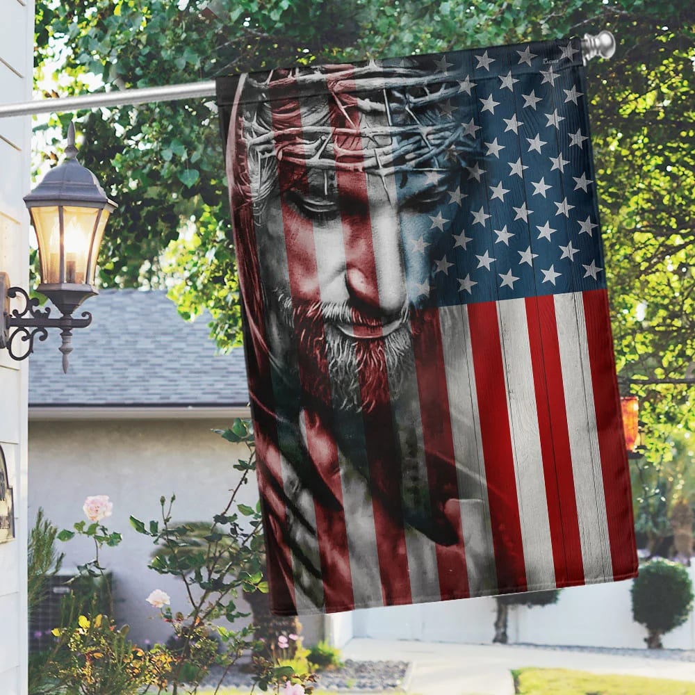 Jesus God American House Flag 1 - Christian Garden Flags - Christian F ...