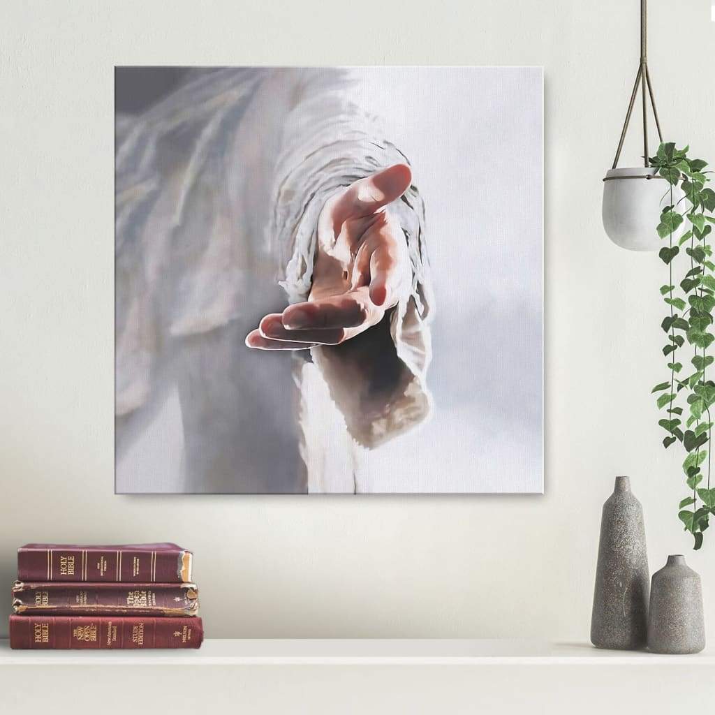 Jesus Hands Reaching Out Canvas Wall Art - Christian Wall Art - Religi ...