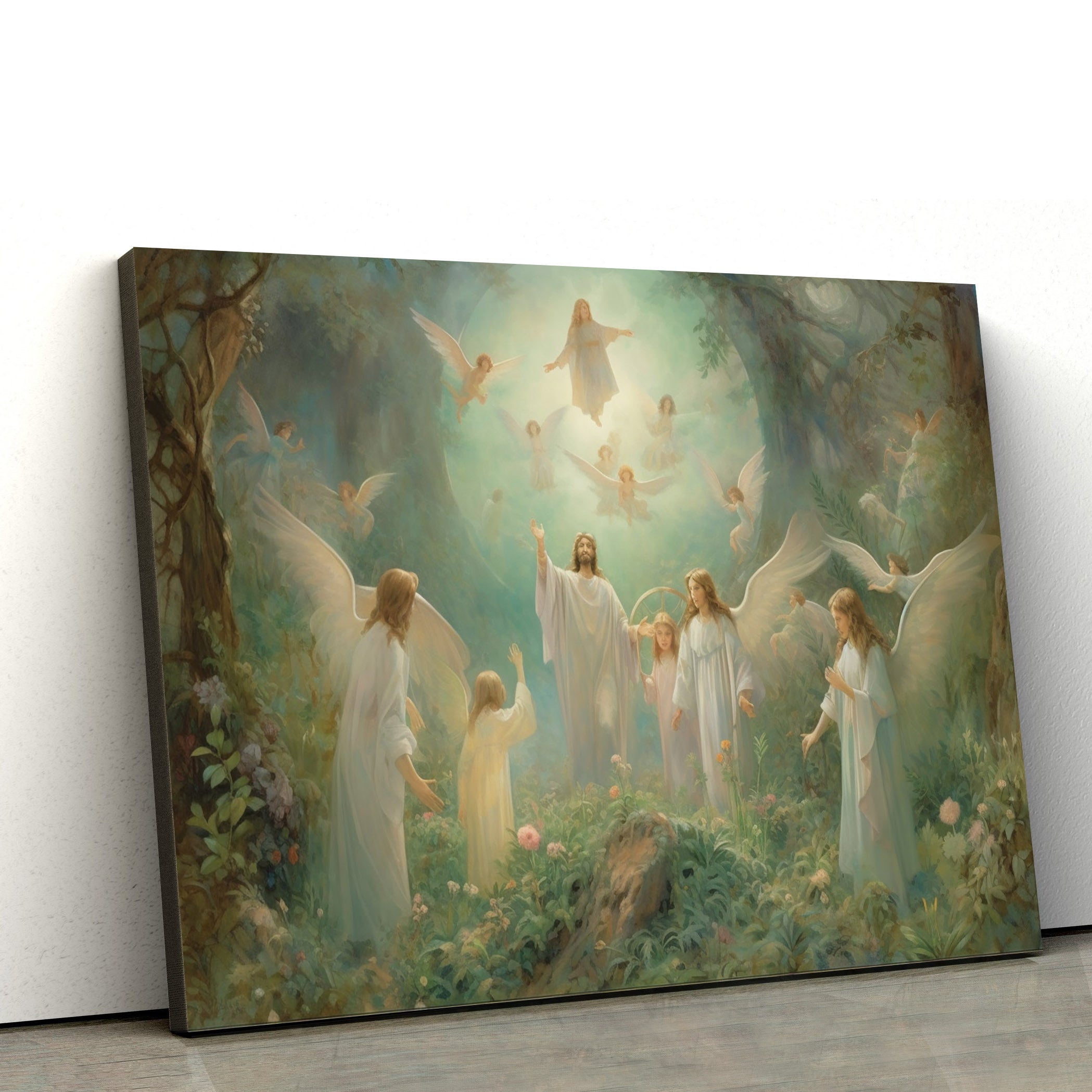 Jesus His Disciples And Three Angels Are Gathered 1 - Canvas Pictures ...