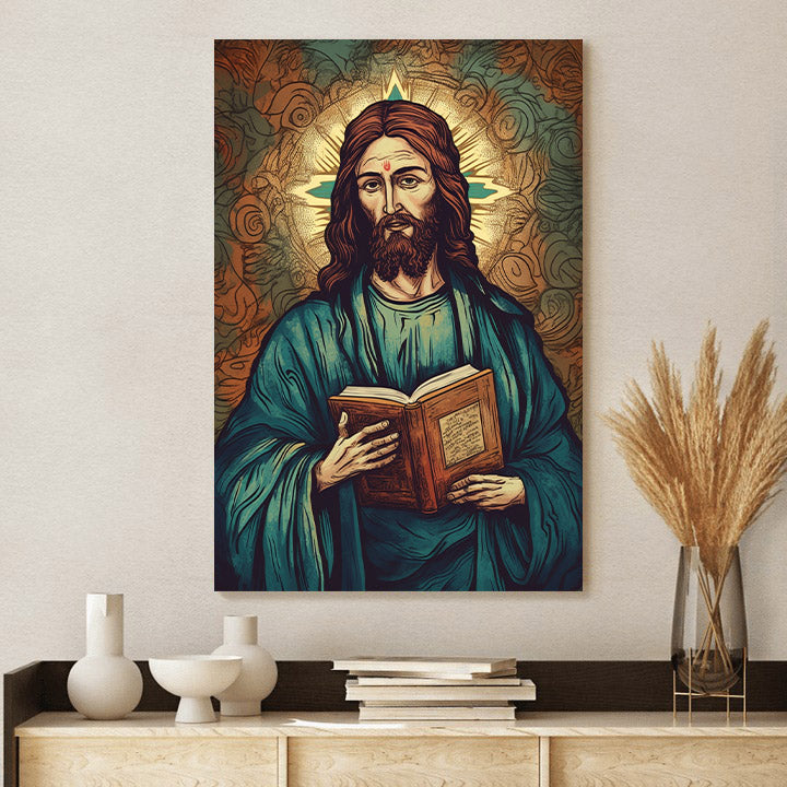 Jesus Holding A Bible - Van Gogh Style 1 - Jesus Canvas Pictures - Chr ...