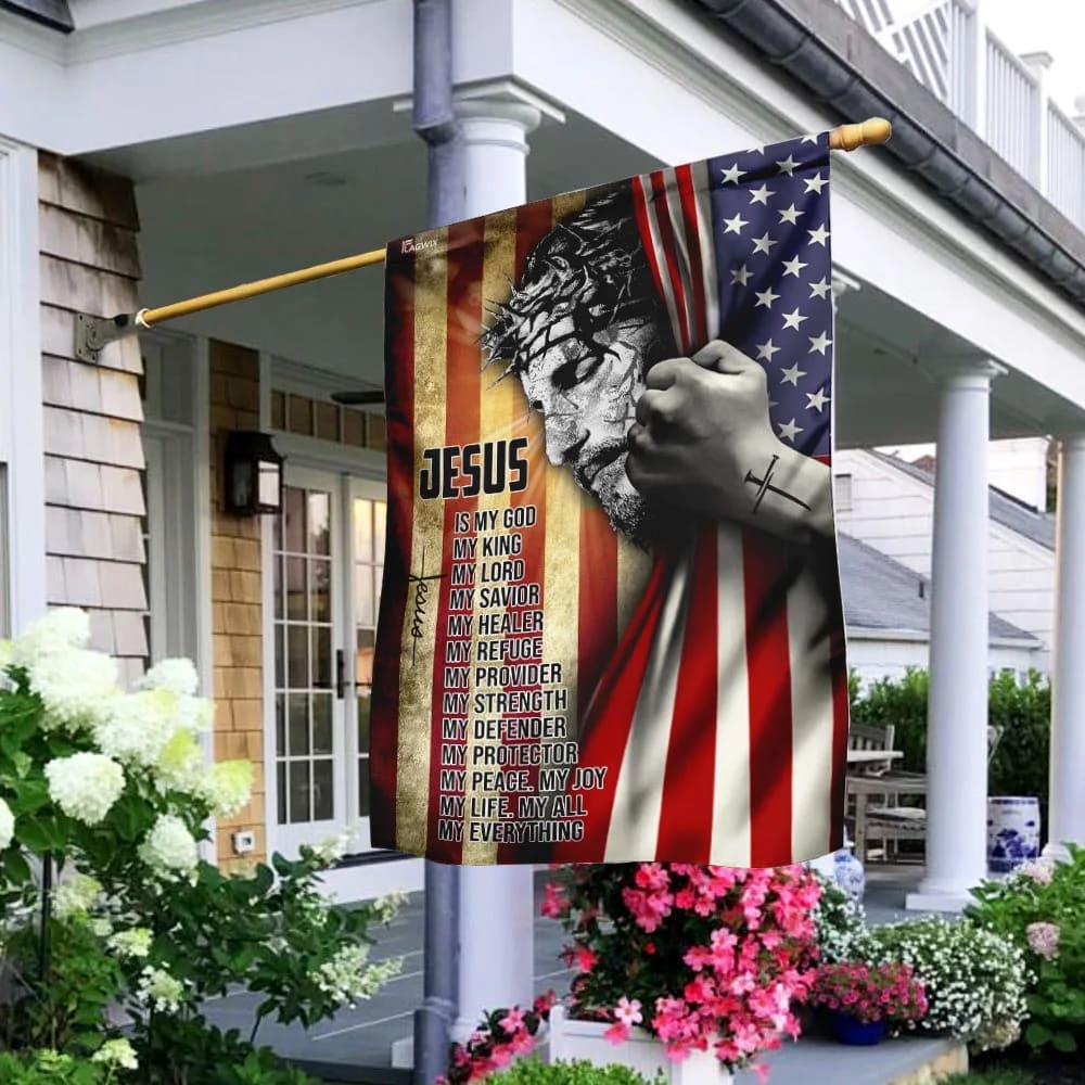 Jesus Is My God House Flag - Christian Garden Flags - Christian Flag ...