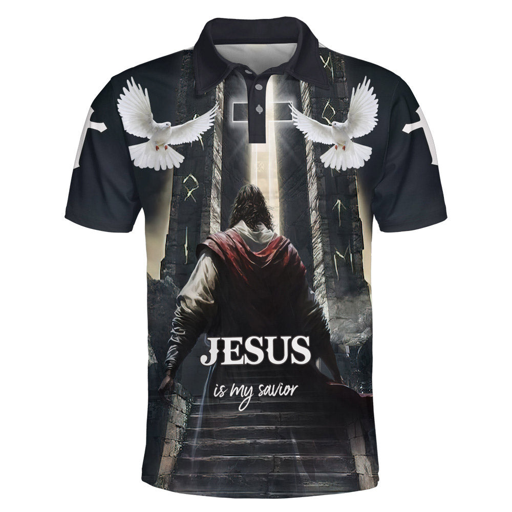 Jesus Is My Savior Christian Cross Dove Polo Shirt - Christian Shirts ...