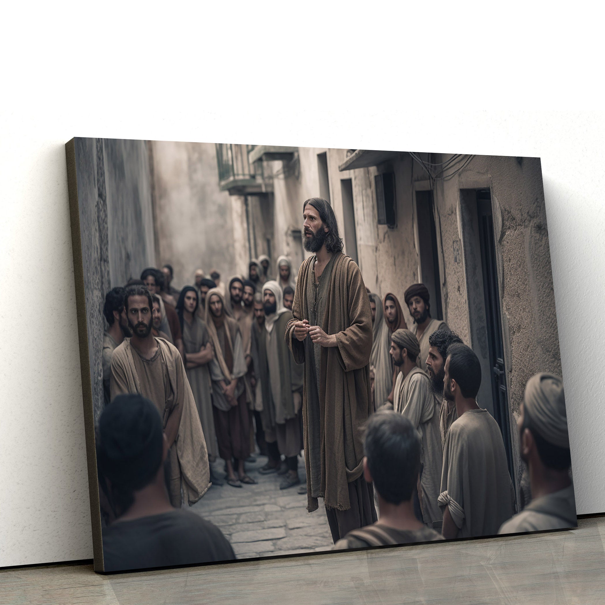 Jesus Is Talking To The Crowd Of People 1 - Canvas Picture - Jesus Chr ...