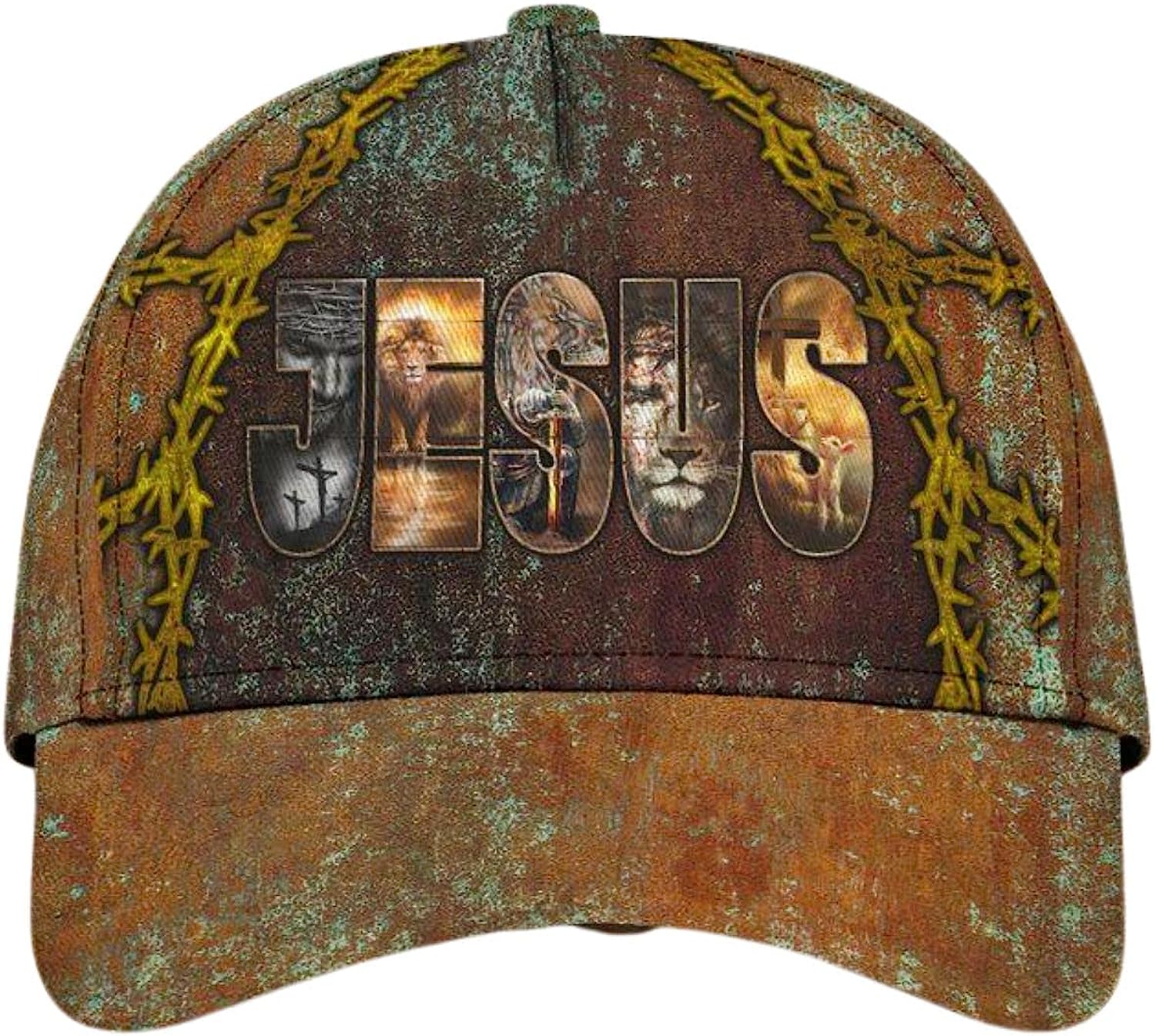 Jesus Lion Lamb Cross All Over Print Baseball Cap - Christian Hats For ...