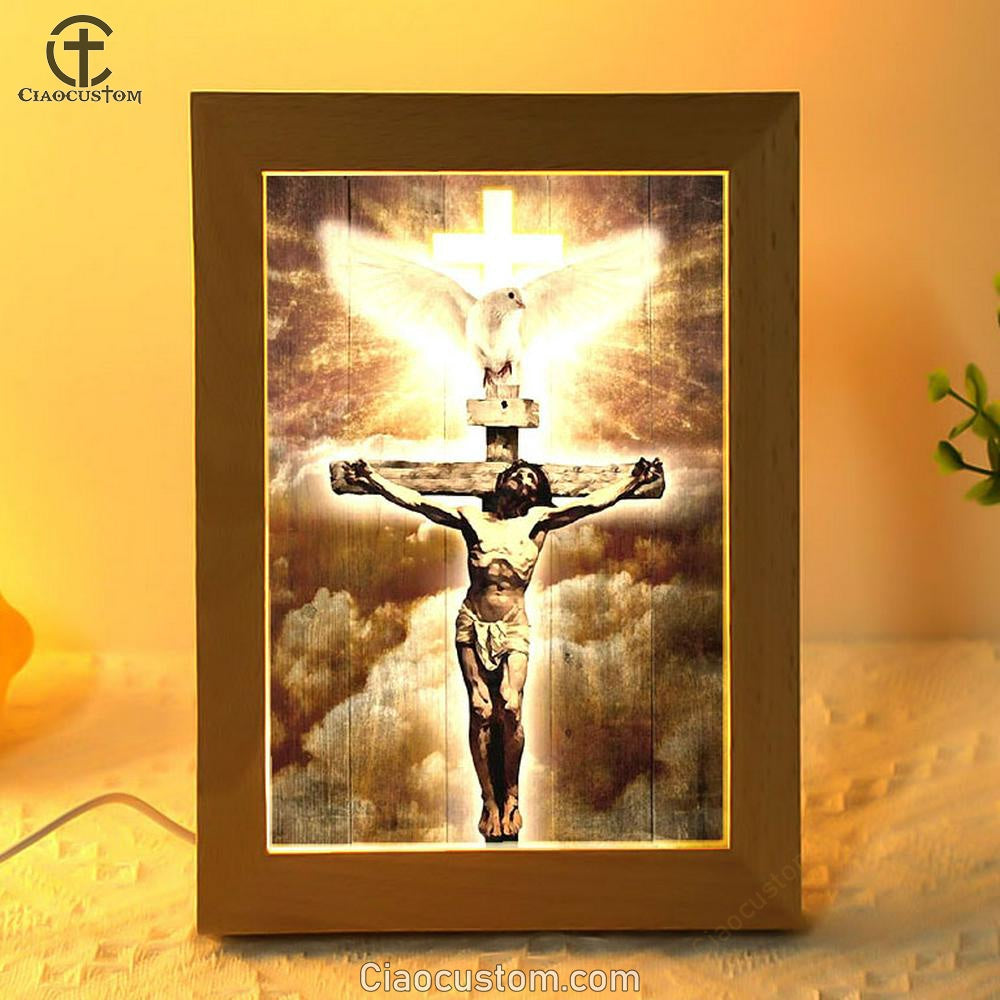 Jesus On The Cross Painting Pretty Dove Cross Frame Lamp – Ciaocustom