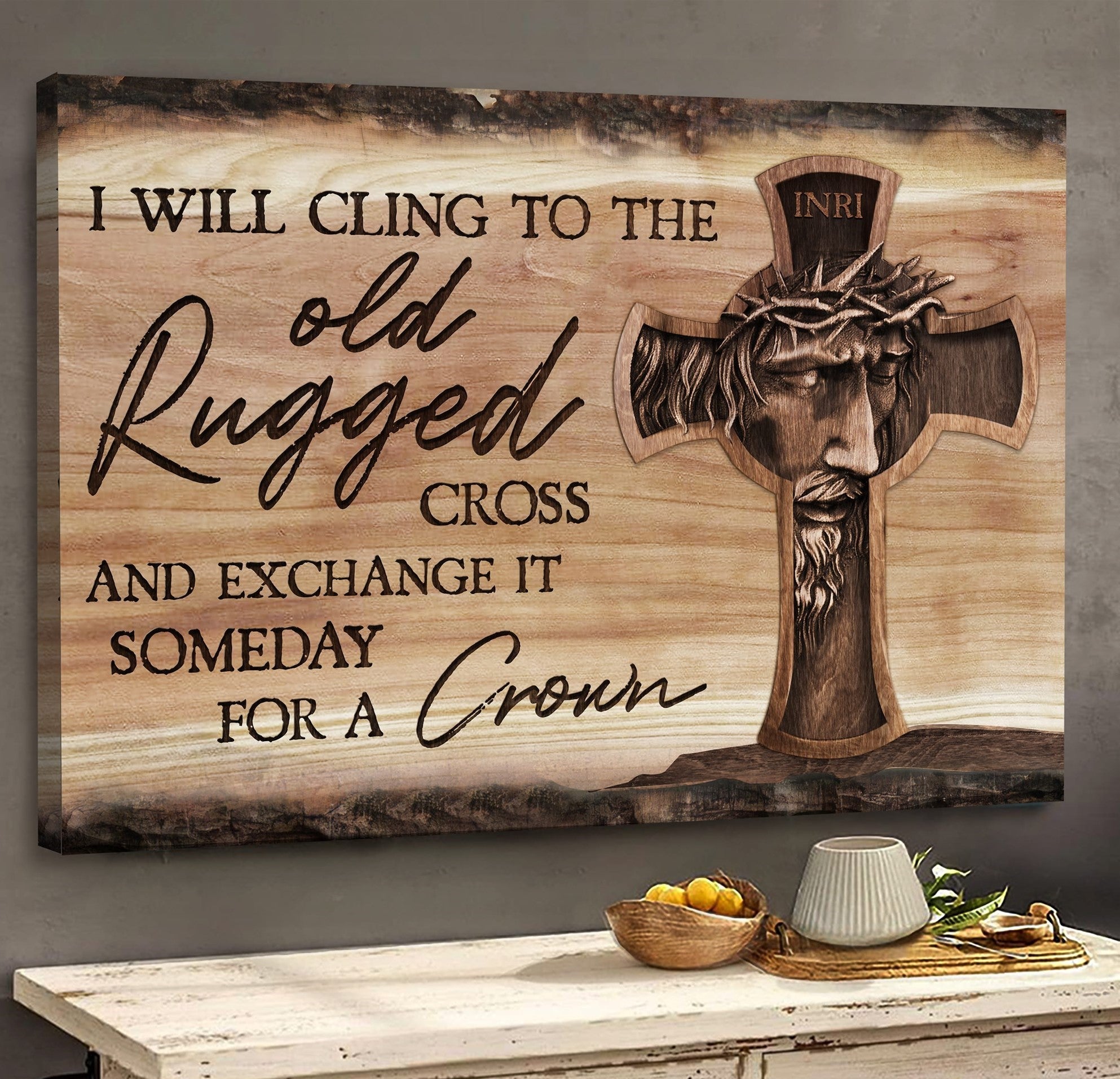 Jesus Painting I'll Cling To The Old Rugged Cross Canvas Wall Art - Je ...