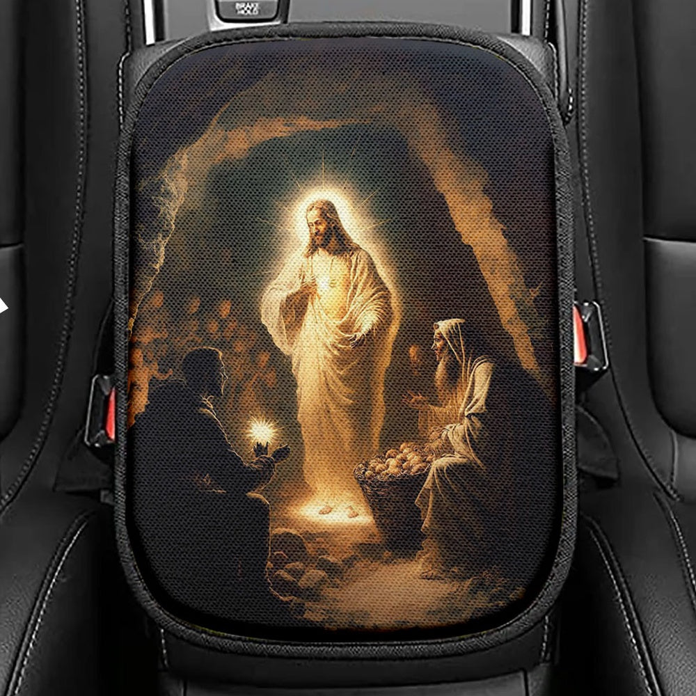 Jesus Smiling Seat Box Cover, Jesus Car Center Console Cover, Jesus Ca ...