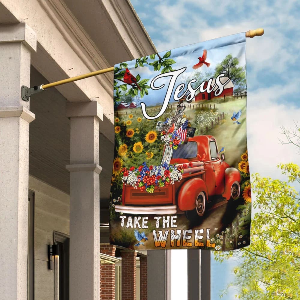 Jesus Take The Wheel Christian Cross Truck Farm Garden House Flags - C ...