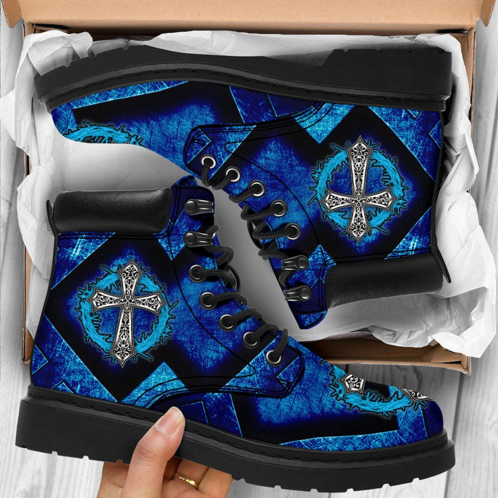 Jesus Leather Boots Blue Black Sole - Christian Shoes For Men And Wome ...