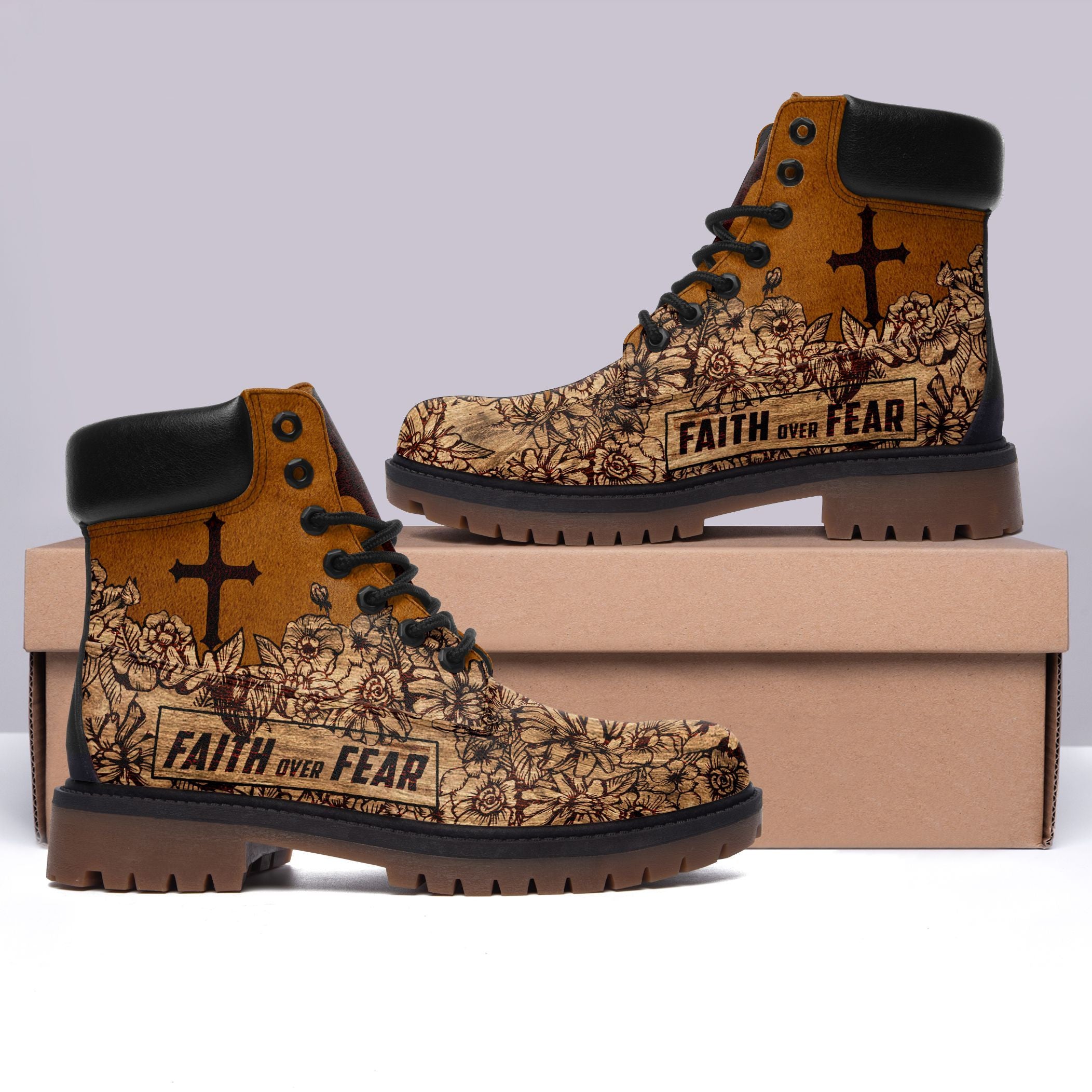 Jesus Leather Boots Brown - Christian Shoes For Men And Women – Ciaocustom