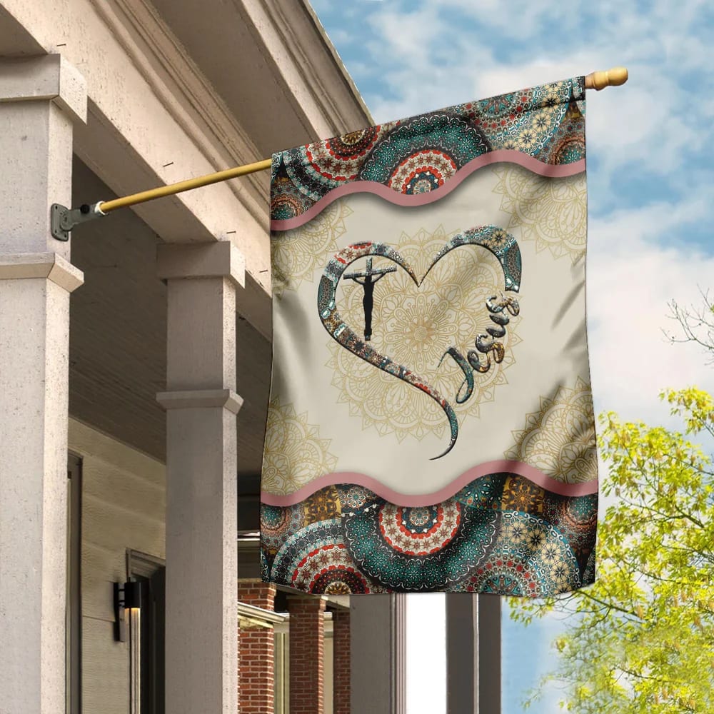 Jesus Vintage Mandala House Flag - Christian Garden Flags - Christian ...