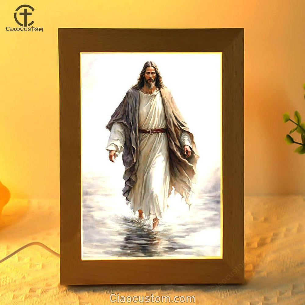 Jesus Walking On Water Frame Lamp Wall Art - Jesus Pictures - Christia ...