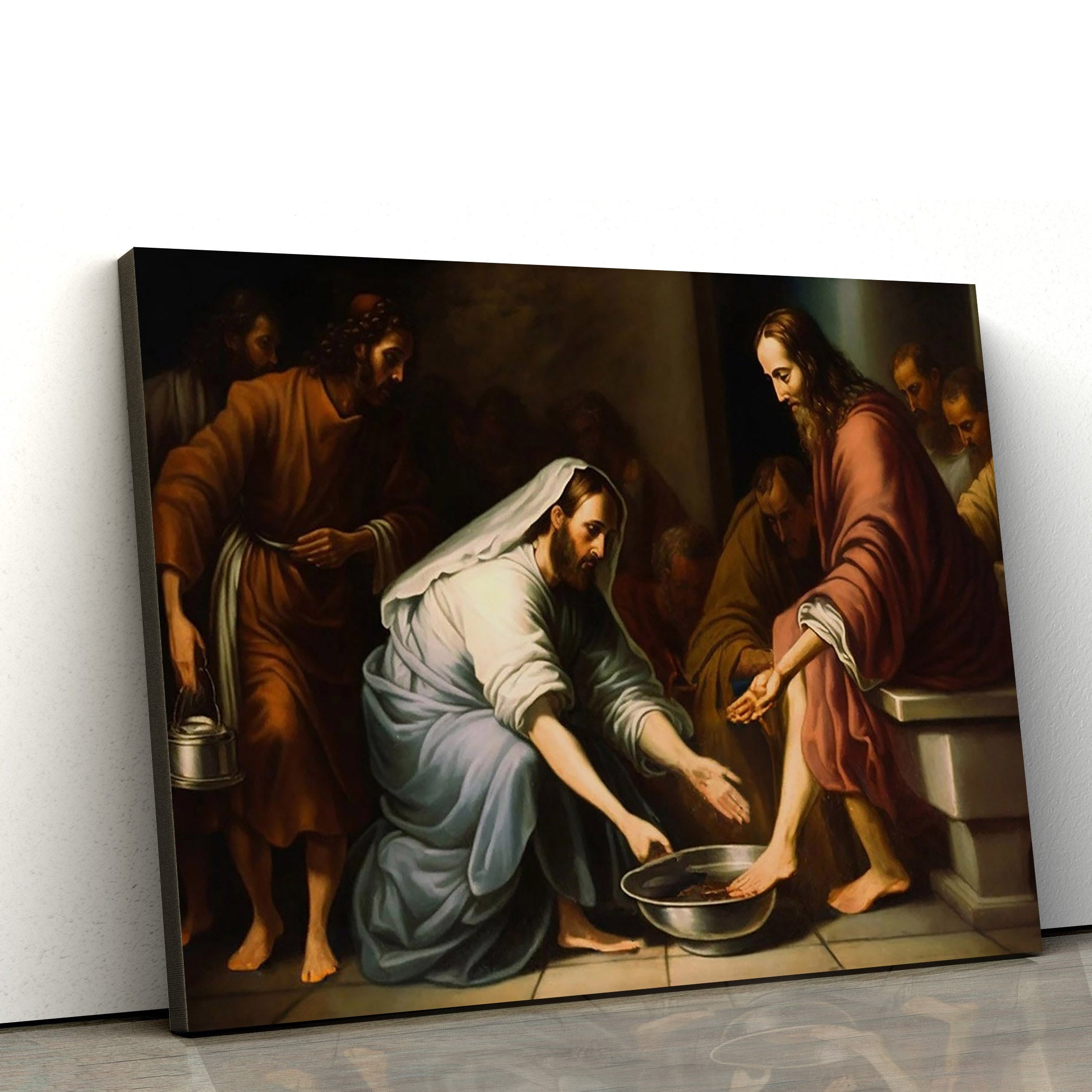 Jesus Washes His Disciples Feet Christian Art Bible - Canvas Picture ...
