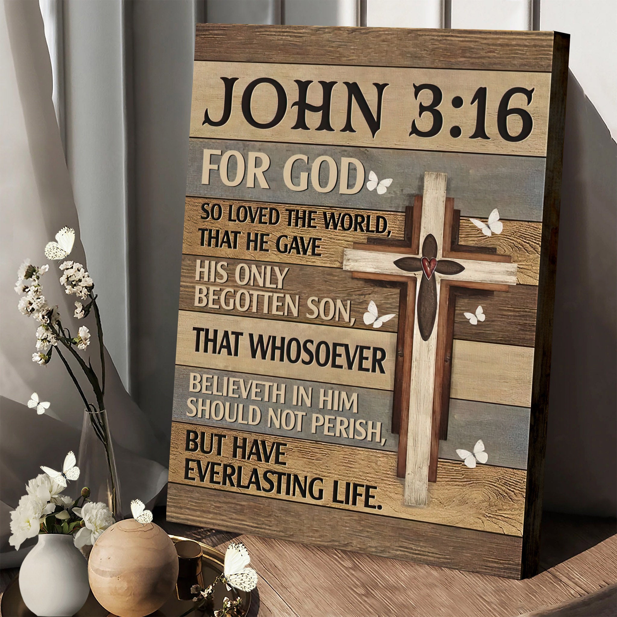 John 3 16 Canvas Print - For God So Loved The World Bible Wall Art – Ciaocustom