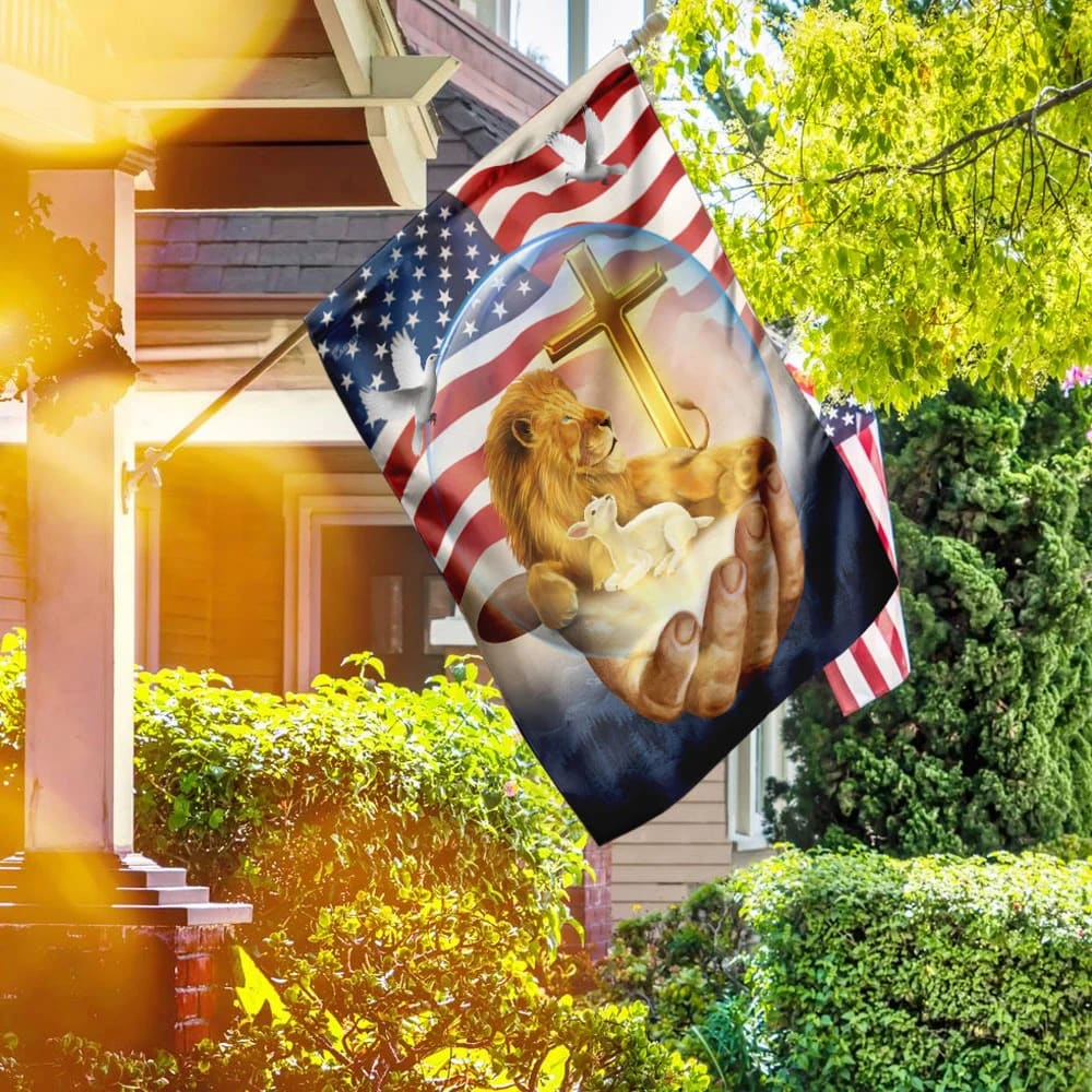 Lamb Of God Jesus Lion House Flag - Christian Garden Flags - Christian ...