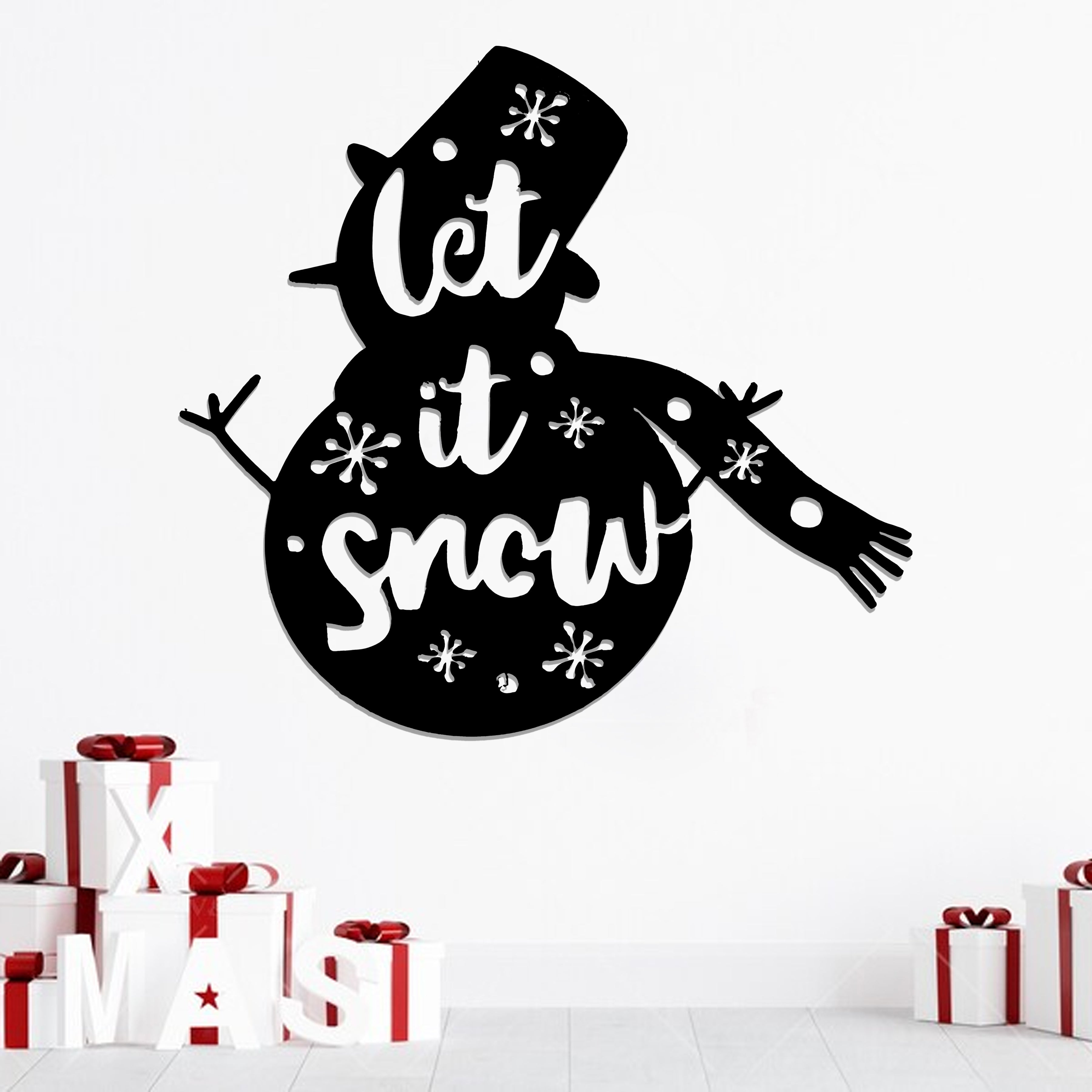 Let It Snow Metal Sign - Snowman Metal Wall Art - Christmas Metal Wall ...
