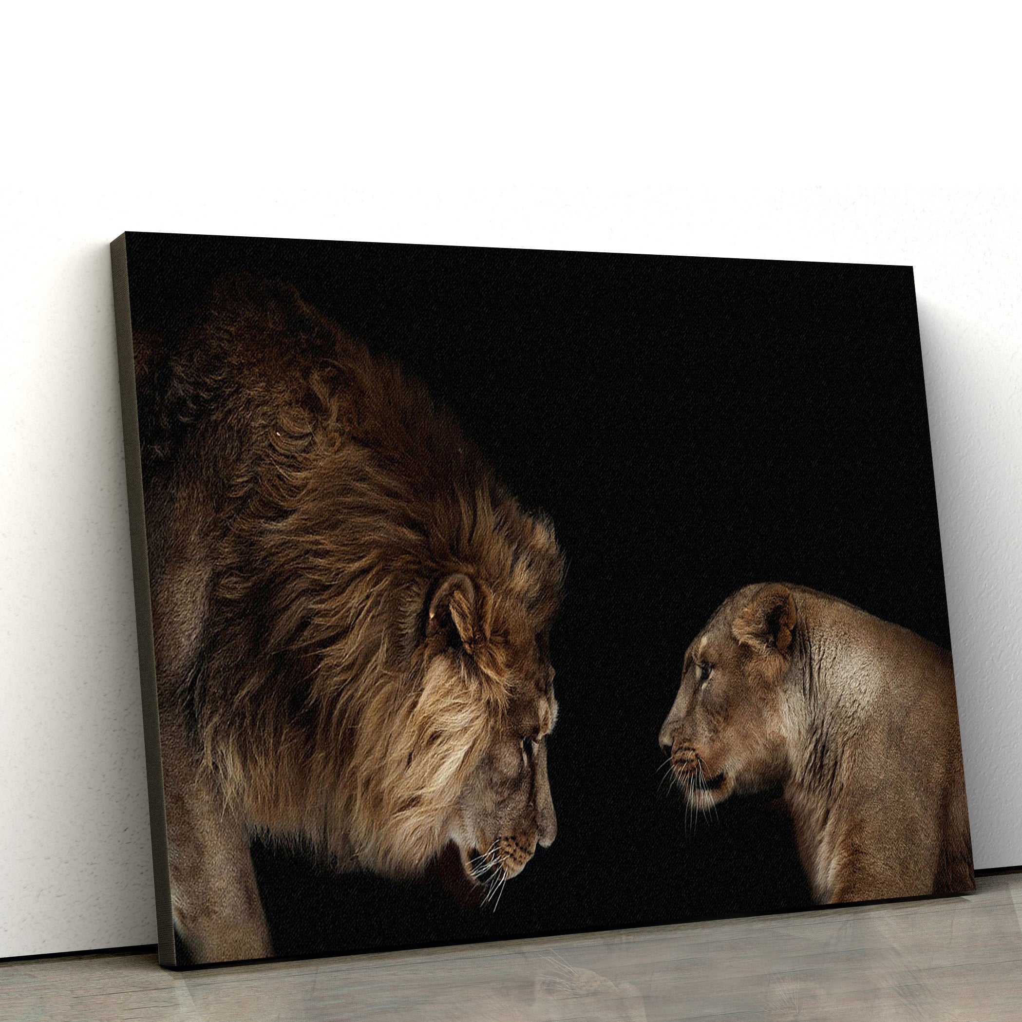 Lion Lioness Tempered Glass Or Canvas - Canvas Picture - Jesus Canvas ...