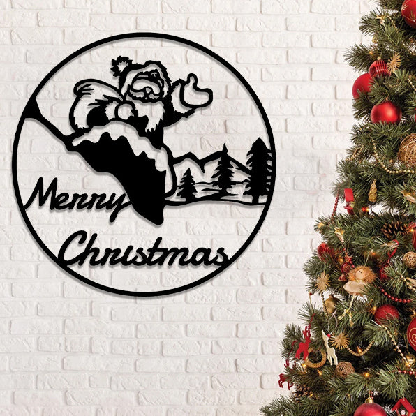 Metal Santa Sign - Santa Claus Wall Decor - Christmas Wall Art - Ciaoc ...