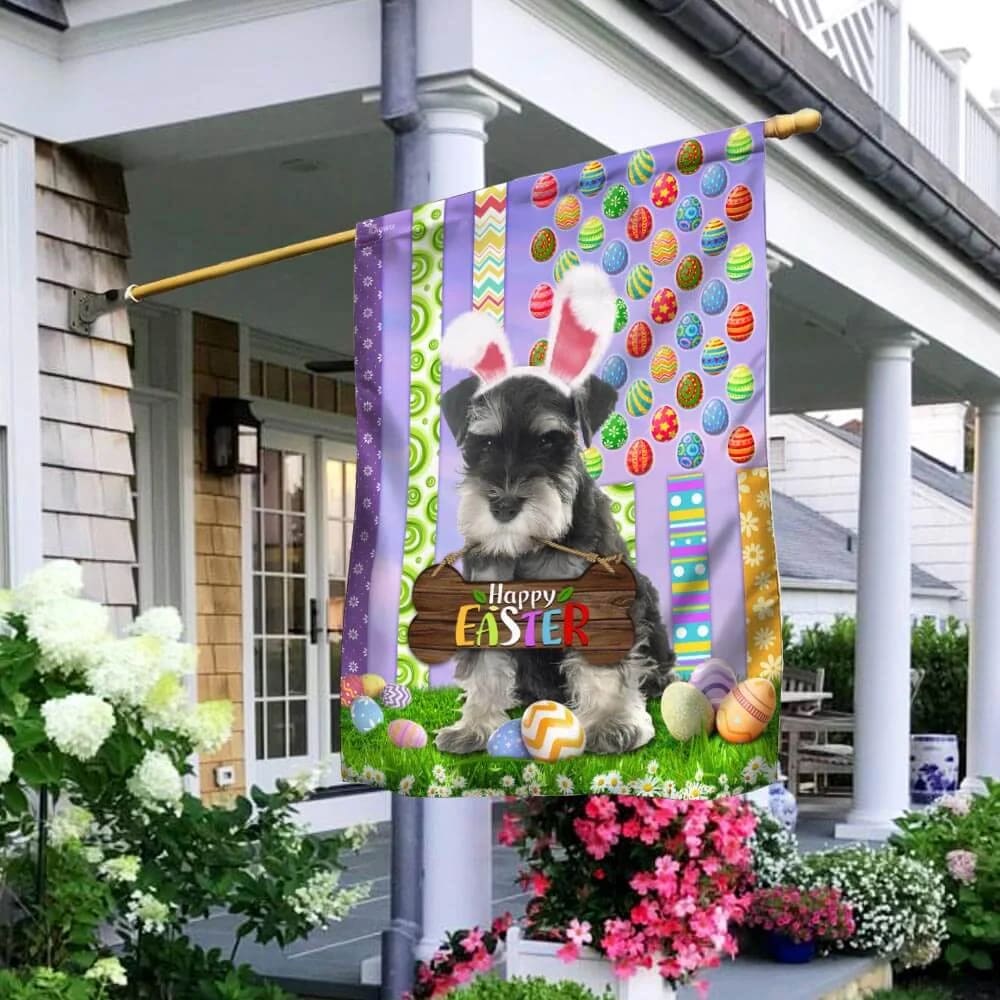 Miniature Schnauzer 1 Happy Easter American House Flag - Easter Garden ...
