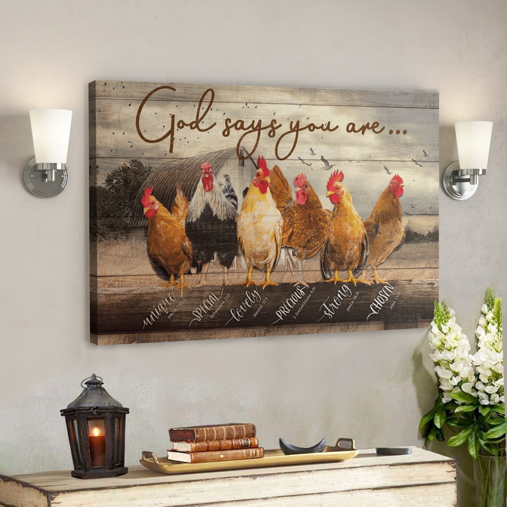 Bible Verse Wall Art Canvas - Chicken - God Says You Are 4 Canvas - Ci ...