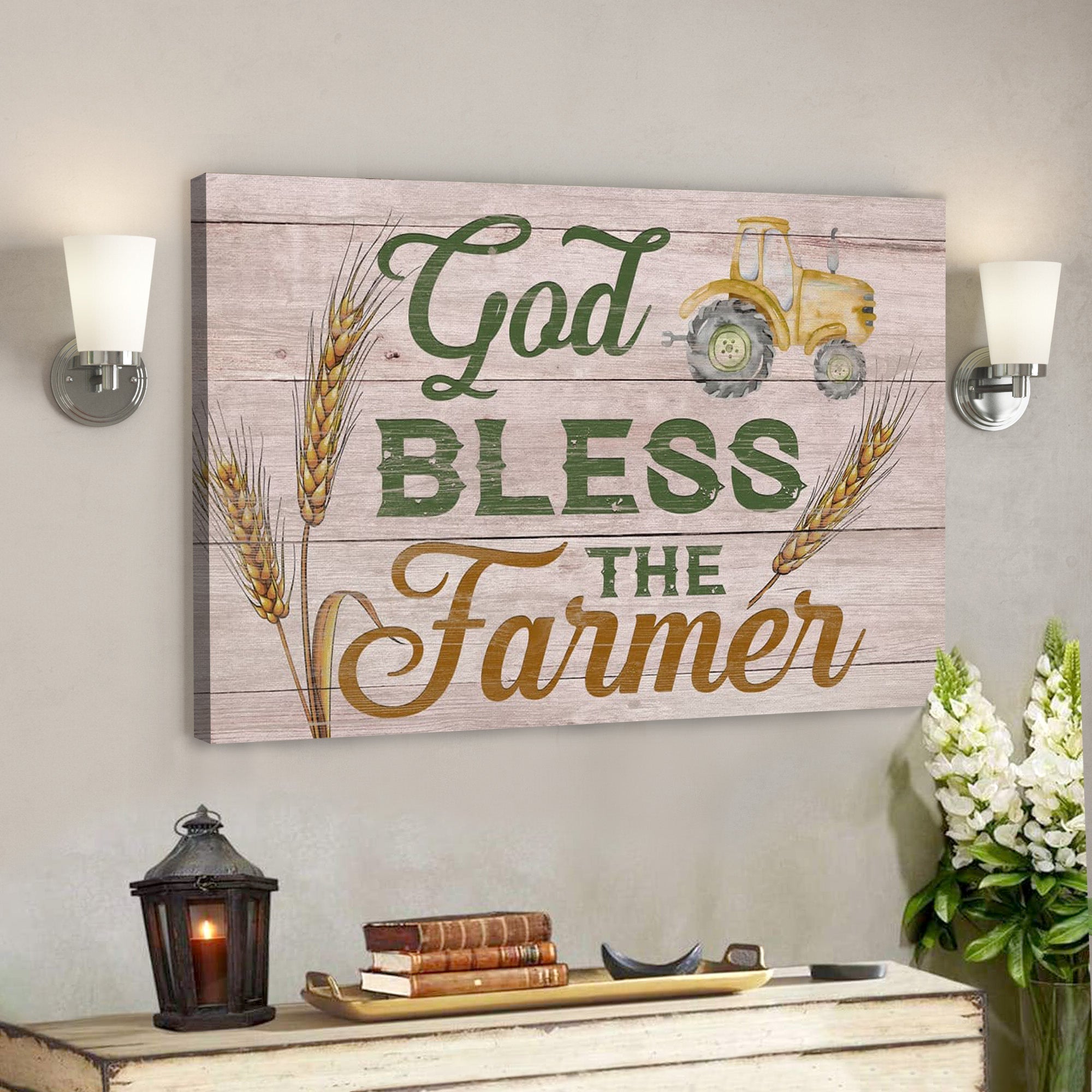 Bible Verse Canvas - God Bless The Farmer Wall Art Canvas - Scripture ...