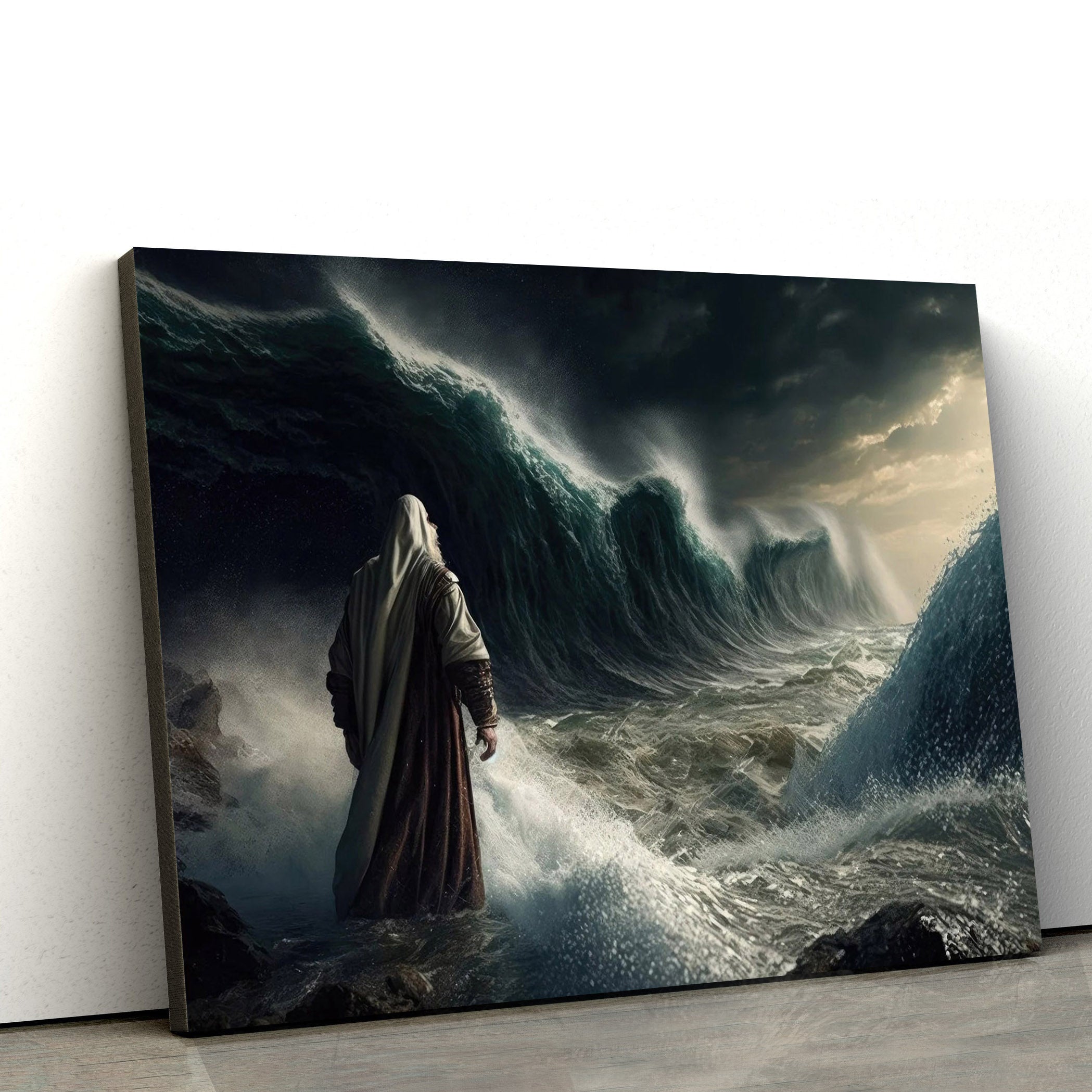Moses Parting The Sea Modern Bible Poster - Jesus Canvas Pictures - Ch ...