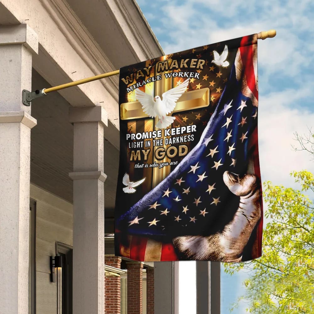 My God Way Maker Miracle Worker Christian Doves House Flags - Christia ...