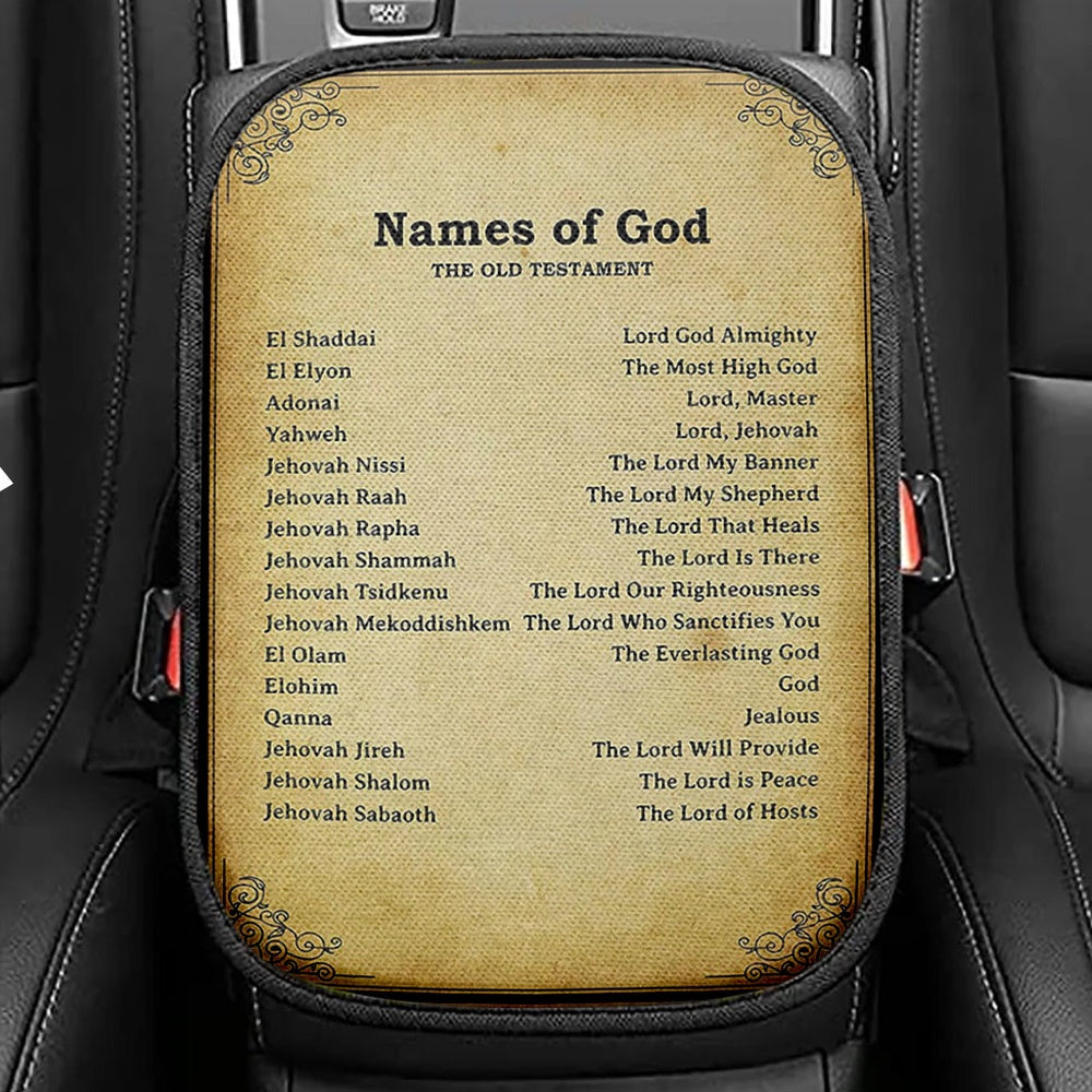 Names Of God Christian Seat Box Cover, Bible Verse Car Center Console ...