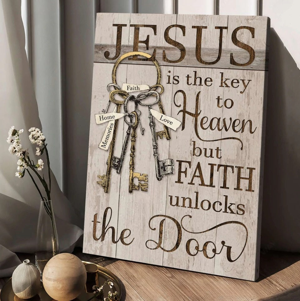 Old Keys Vintage Door Jesus Is The Key To Heaven Canvas Wall Art - Chr ...