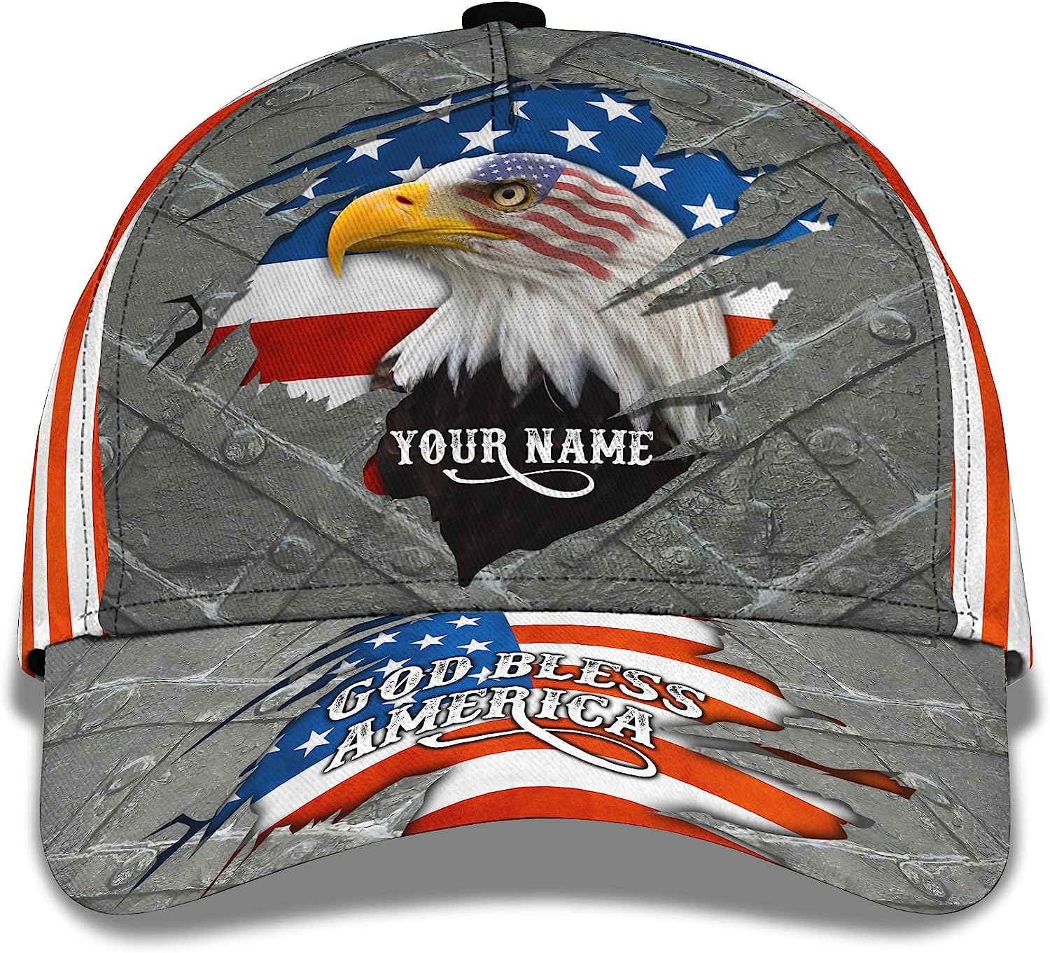 Patriotic God Blessed America Eagle American Flag Custom Name All Over ...