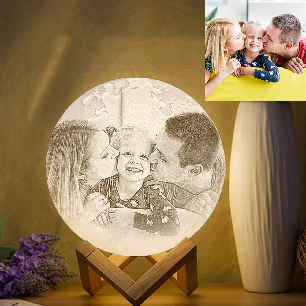 Personalized 3d Printed Moon Lamp For Family - Engraved Moon Lamp - Cu ...