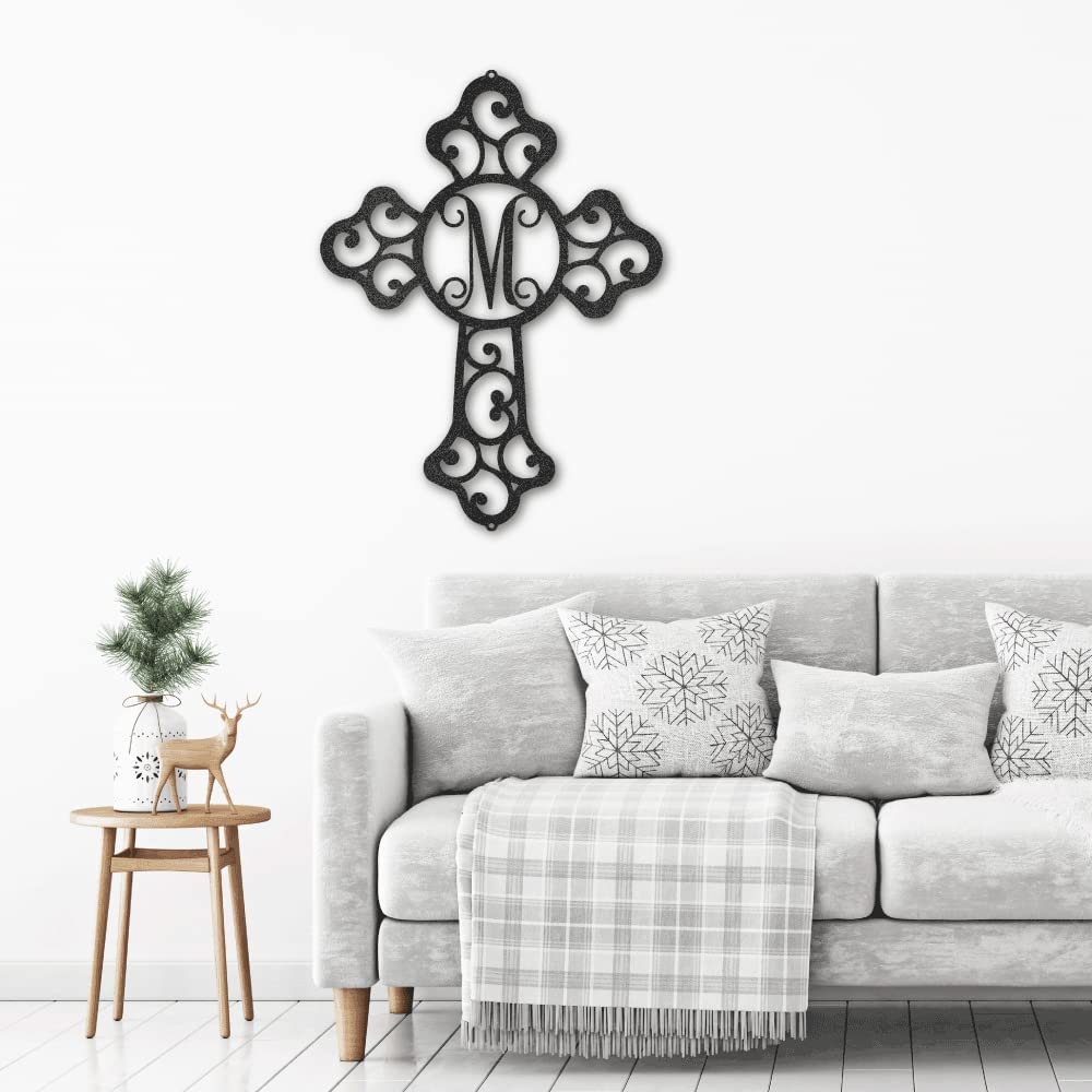 Personalized Cross With Initial Letter Metal Sign - Cross Metal Sign ...