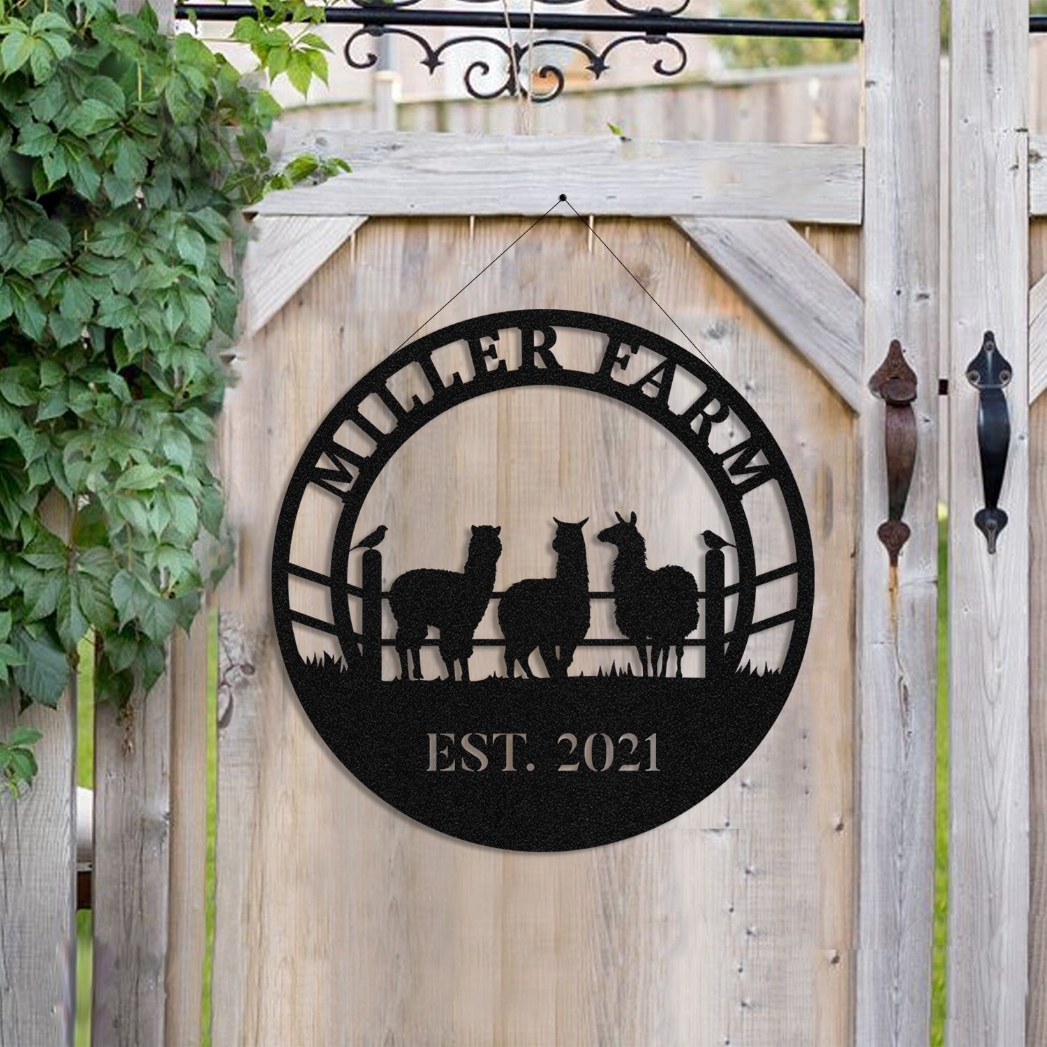 Personalized Metal Farm Sign Alpaca Monogram Custom Outdoor Farmhouse ...