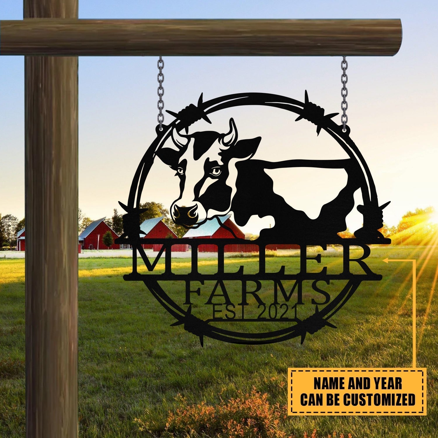 Personalized Metal Farm Sign Dairy Cow Cattle Monogram Custom Outdoor ...