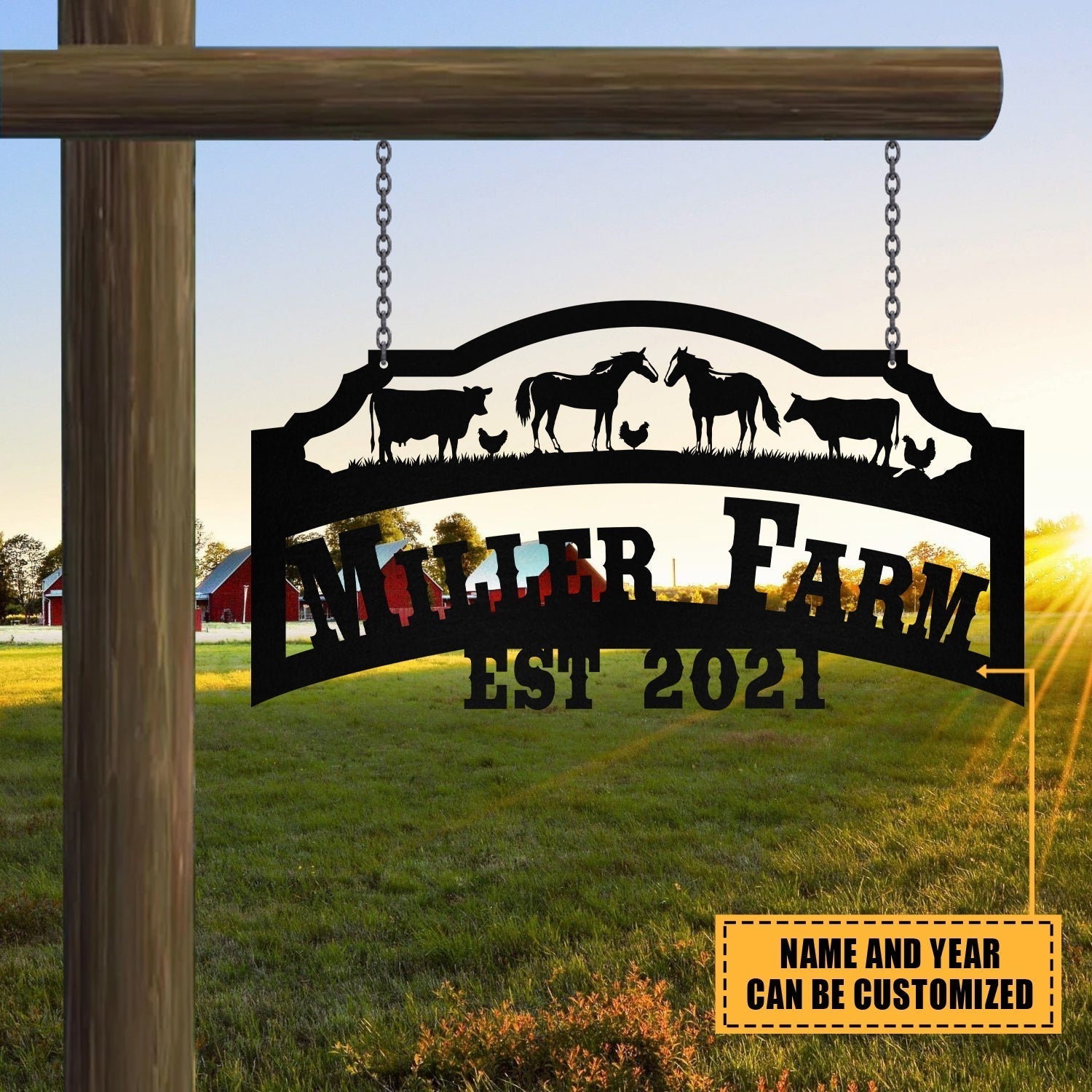 Personalized Metal Farm Sign Horse Cow Chicken Monogram Custom Outdoor ...
