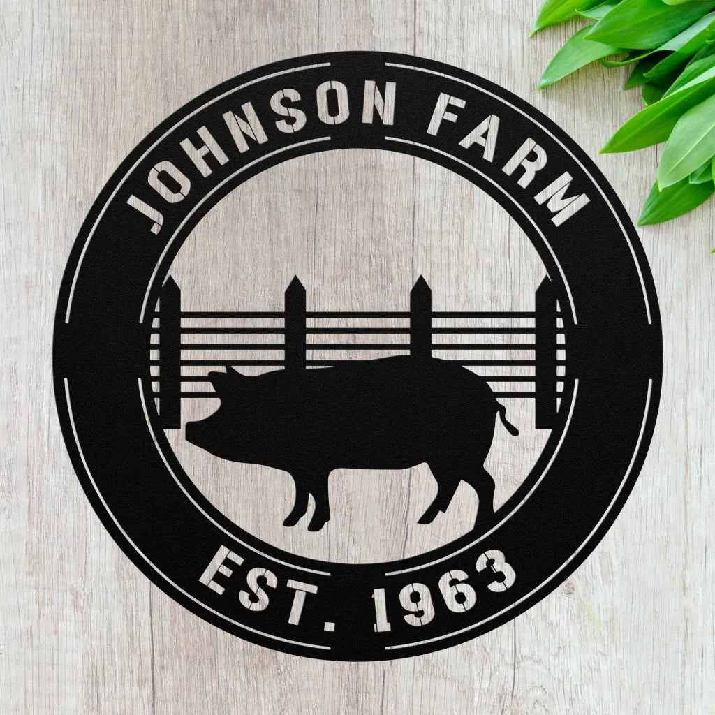 Personalized Pig Farmhouse Metal Wall Art - Custom Pig Welcome Sign De ...