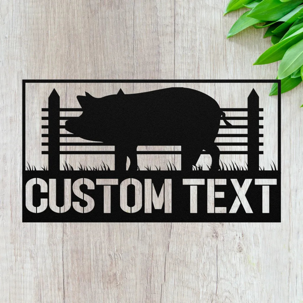 Personalized Pig Metal Wall Art - Custom Pig Farm Metal Welcome Sign ...