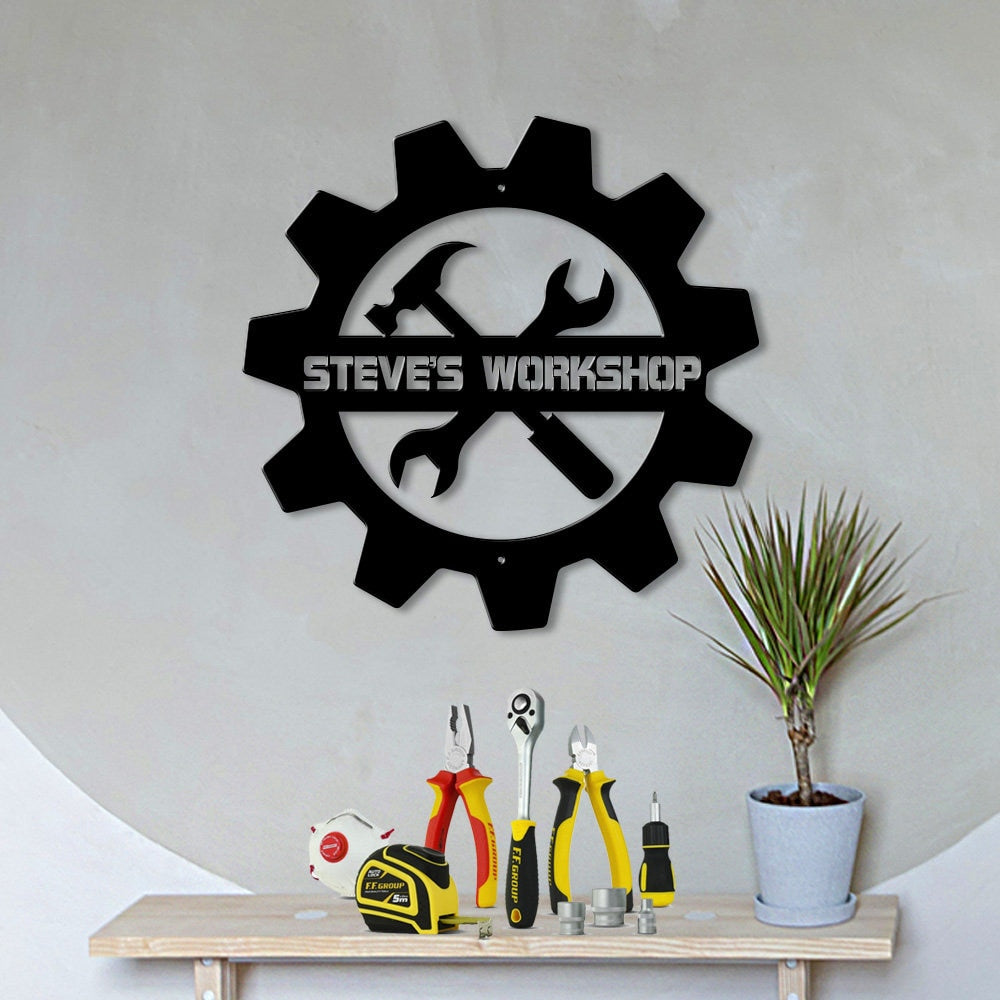 Personalized Workshop Metal Wall Art Sign - Work Shop Metal Sign - Wor ...
