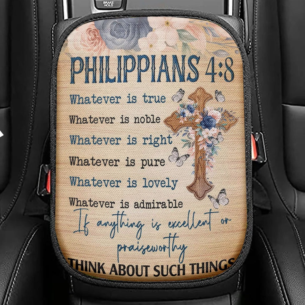 Philippians 48 Whatever Is True Floral Cross Seat Box Cover, Bible Ver ...