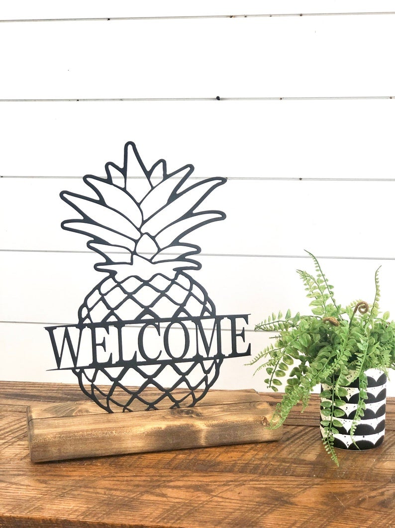 Pineapple Welcome Metal Sign Pineapple Home Decor Pineapple Shelf Sitt ...