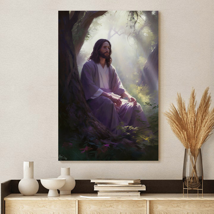 Portrait Of Jesus Sitting With His Arm Resting Against 1 - Canvas Pict ...