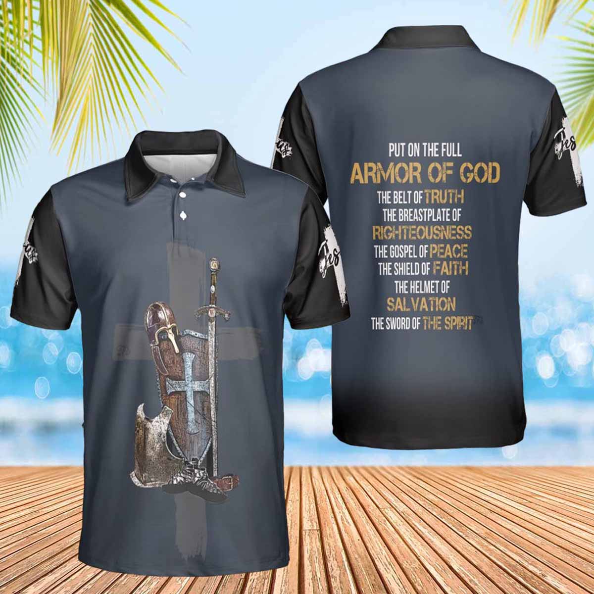 Put On The Full Armor Of God Jesus Polo Shirts - Christian Shirt For M ...