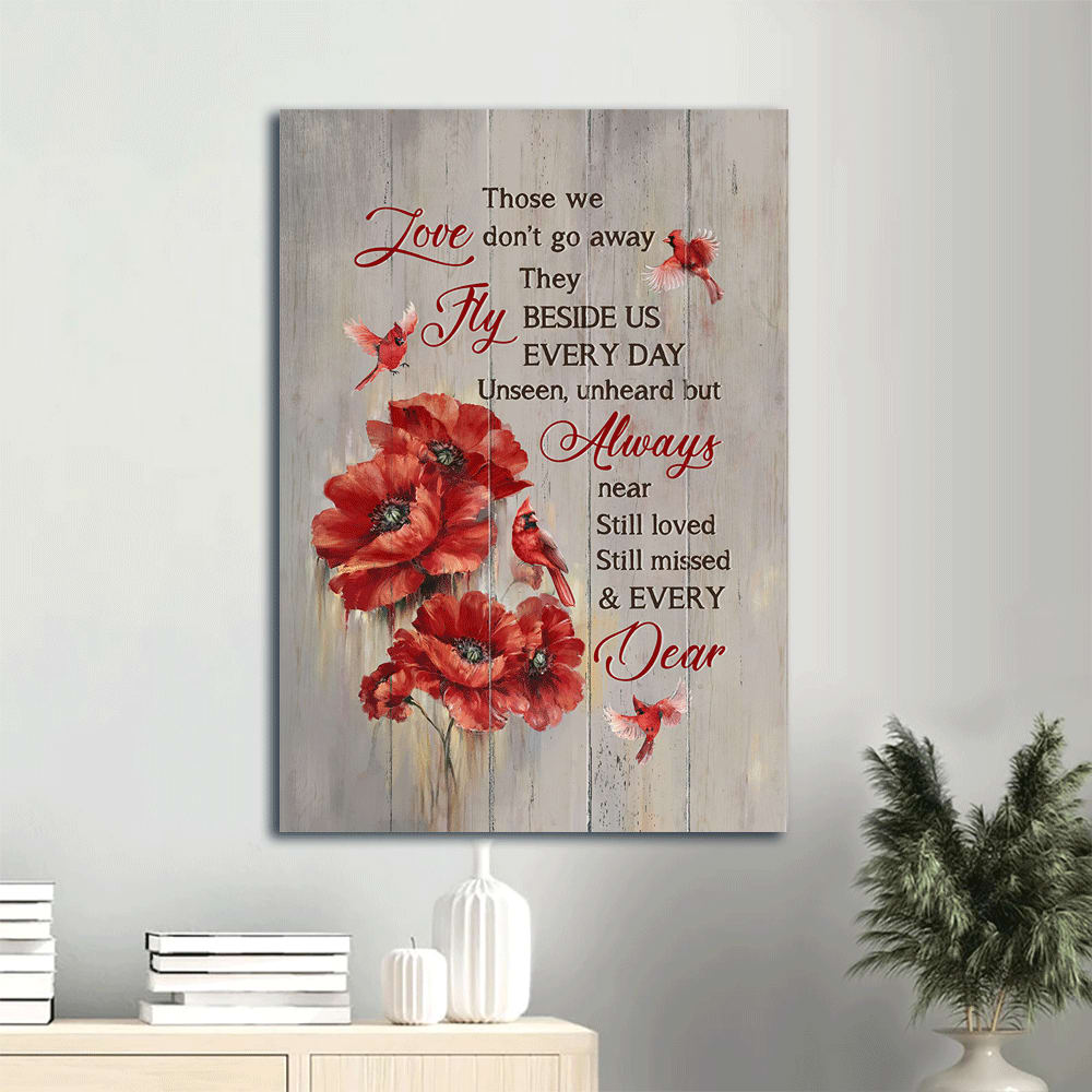 Red Cardinal Christian Brilliant Poppy Flower Heaven Canvas Wall Art ...